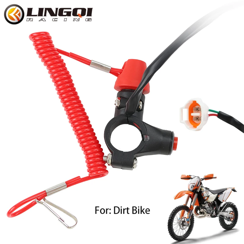 LINGQI RACING Motorcycle Switch Engine Lanyard Urgent Emergency Kill ...