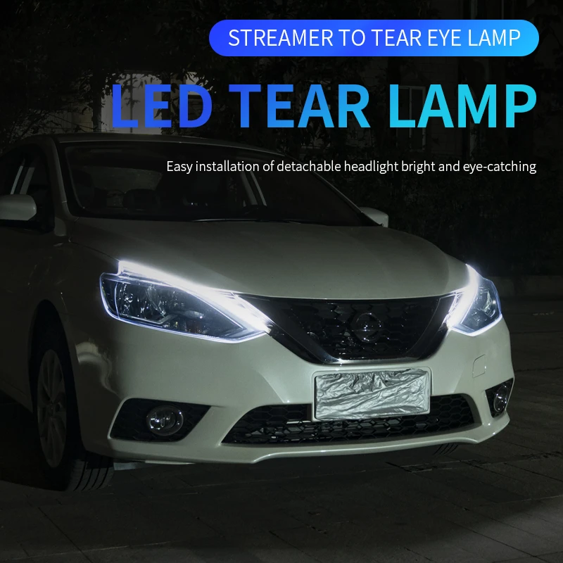 2pcs Led Drl Car Daytime Running Light Flexible Waterproof Strip Auto ...