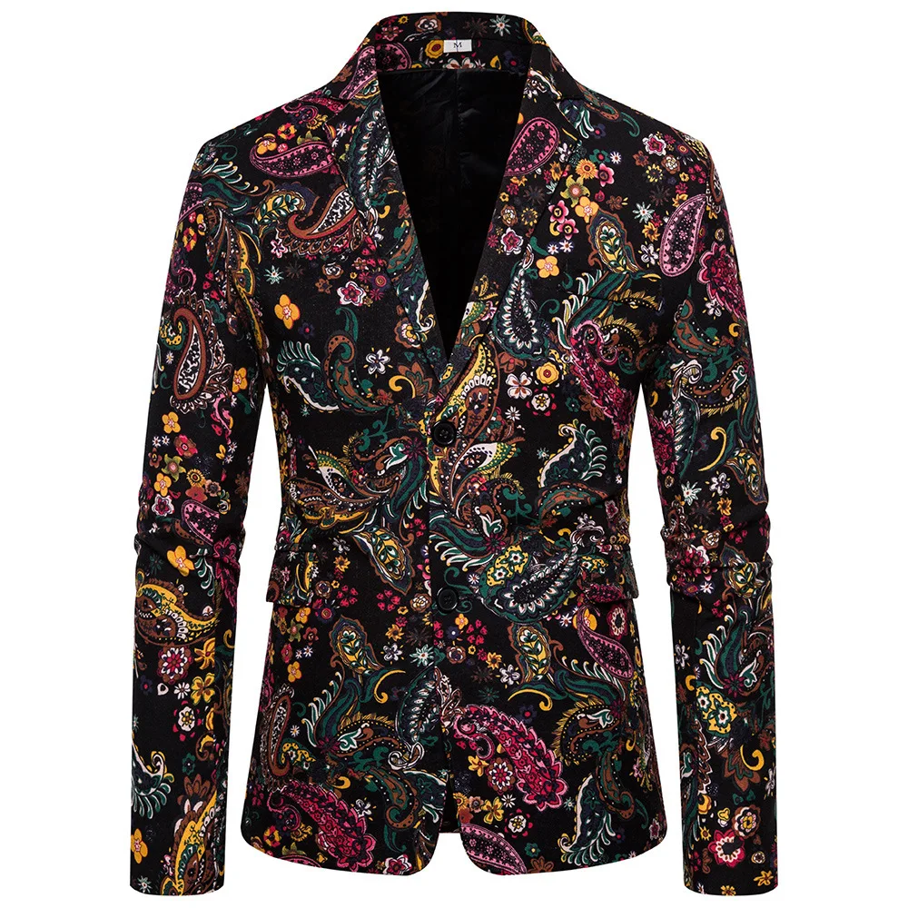 Men's Long Sleeve Printed Suit Jacket - Formal Business Suit Coat for ...