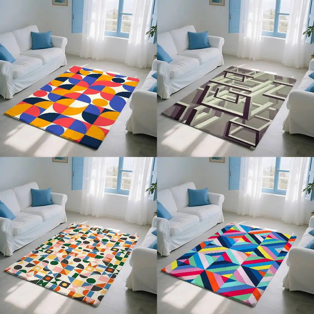 Bauhaus Modern Abstract Geometric Floor Mat Pattern Printed Flannel ...