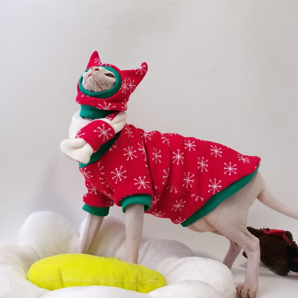 New-Christmas-Snow-Suit-Clothes-for-Sphynx-Cat-Warm-Sweater-for ...