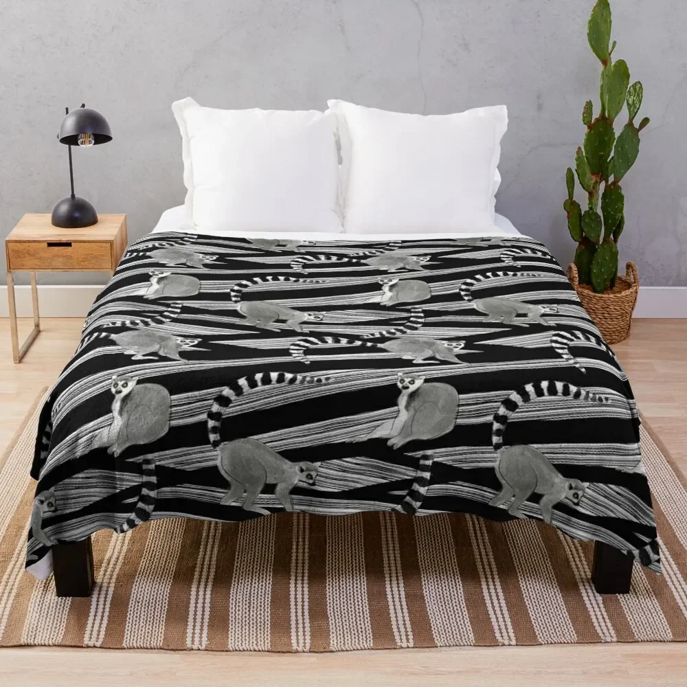 Cute-lemur-Throw-Blanket-For-Baby-warm-for-winter-Soft-Plush-Plaid-Bed ...