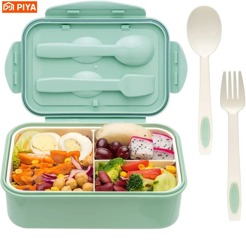 Portable Microwave Lunch Box With Fork And Spoon Compartment Fruit Food ...