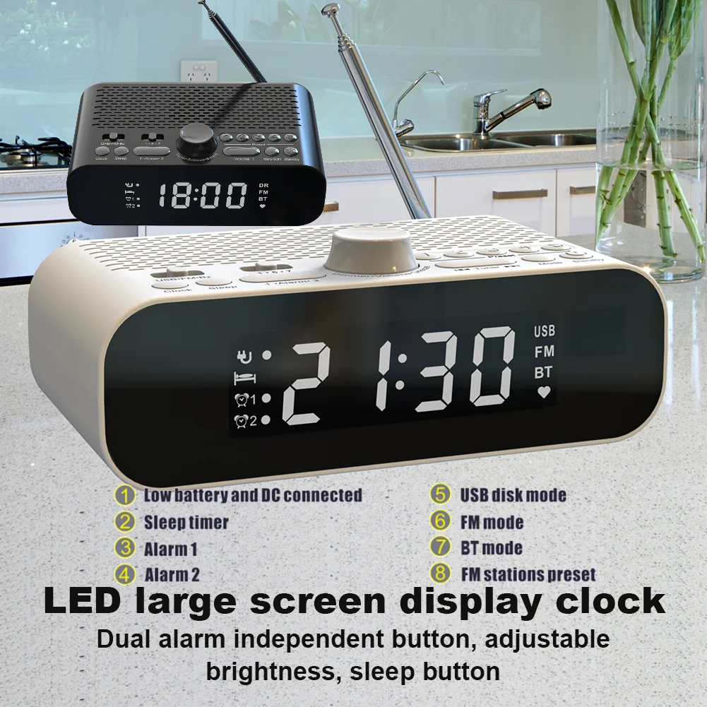 Portable DAB FM Radio BT Digital Radio LED Display Battery Operated ...
