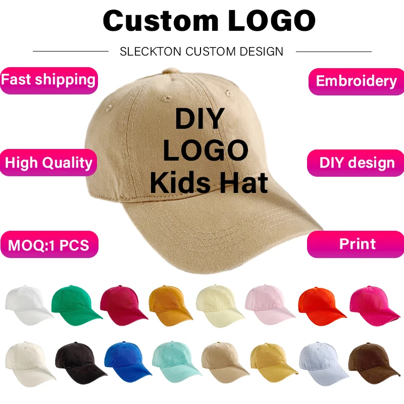 SLECKTON-Kids-Custom-Hat-Logo-Embroidery-Baseball-Cap-for-Children-DIY-Brand-Design-Picture ...