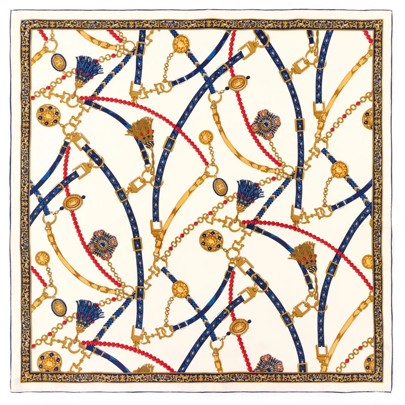 90cm-Square-Scarf-Women-Luxury-Belt-Chain-Design-Foulards-Twill-Silk ...