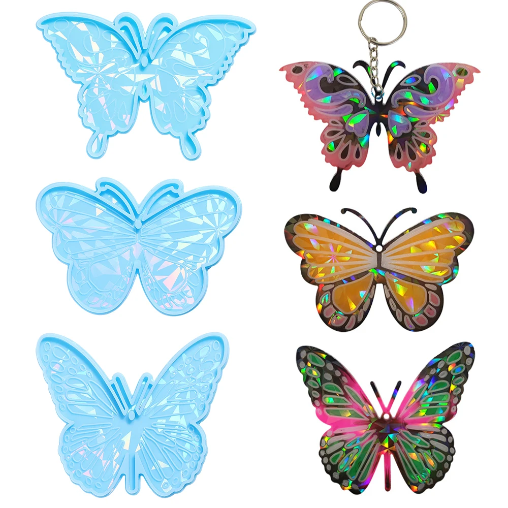Holographic-Laser-Butterfly-Silicone-Mold-Keychain-Pendants-Epoxy-Resin ...