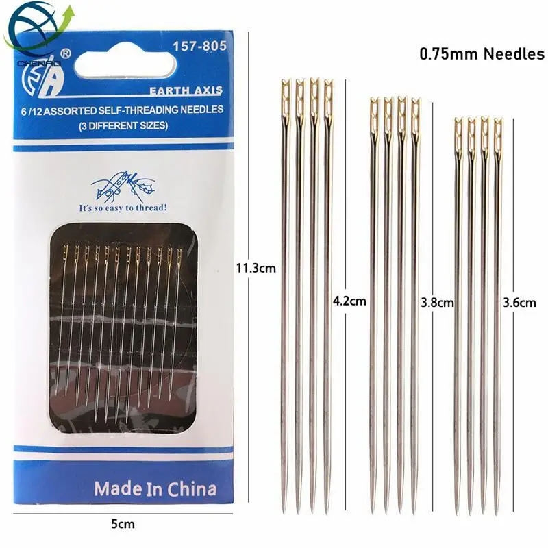 2-5Pack-Stainless-Steel-Self-Threading-Needles-Hand-Sewing-Needles-Easy ...