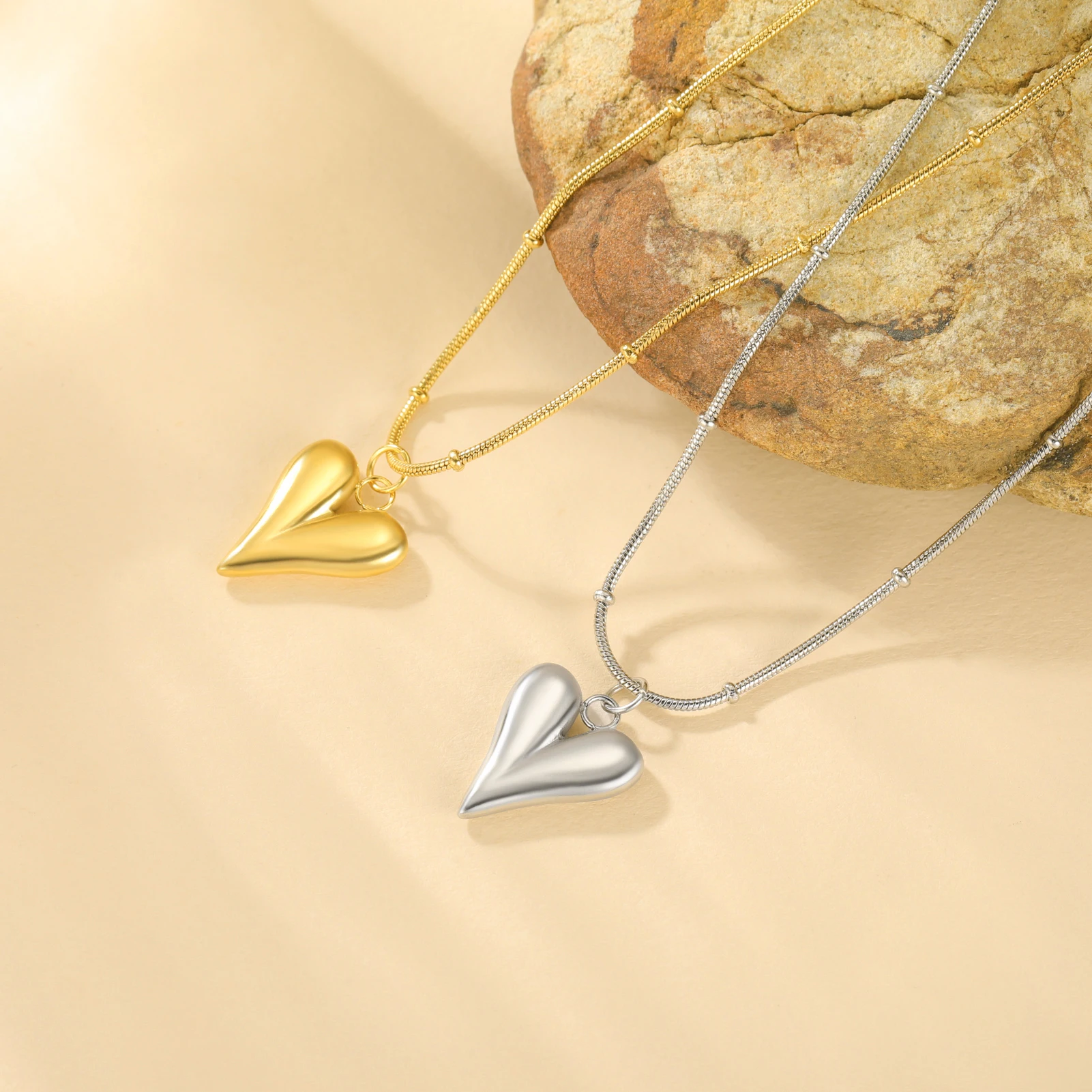 Skyrim-Women-Heart-Pendant-Necklace-Stainless-Steel-Gold-Color-Simple ...