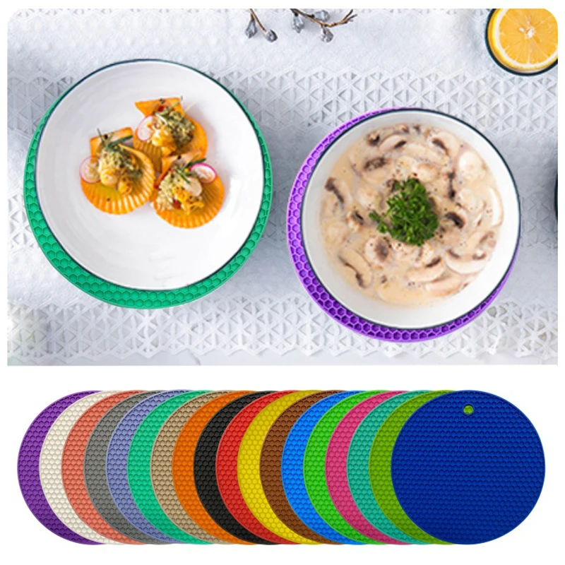 18cm-Round-Silicone-Mat-Coaster-Food-Grade-Material-Placemat-Non-slip ...