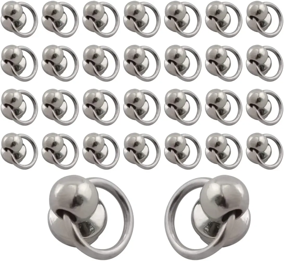 20Pcs-Screwback-Screw-Rivet-Stud-Silver-Round-Head-Nail-with-Pull-Ring ...