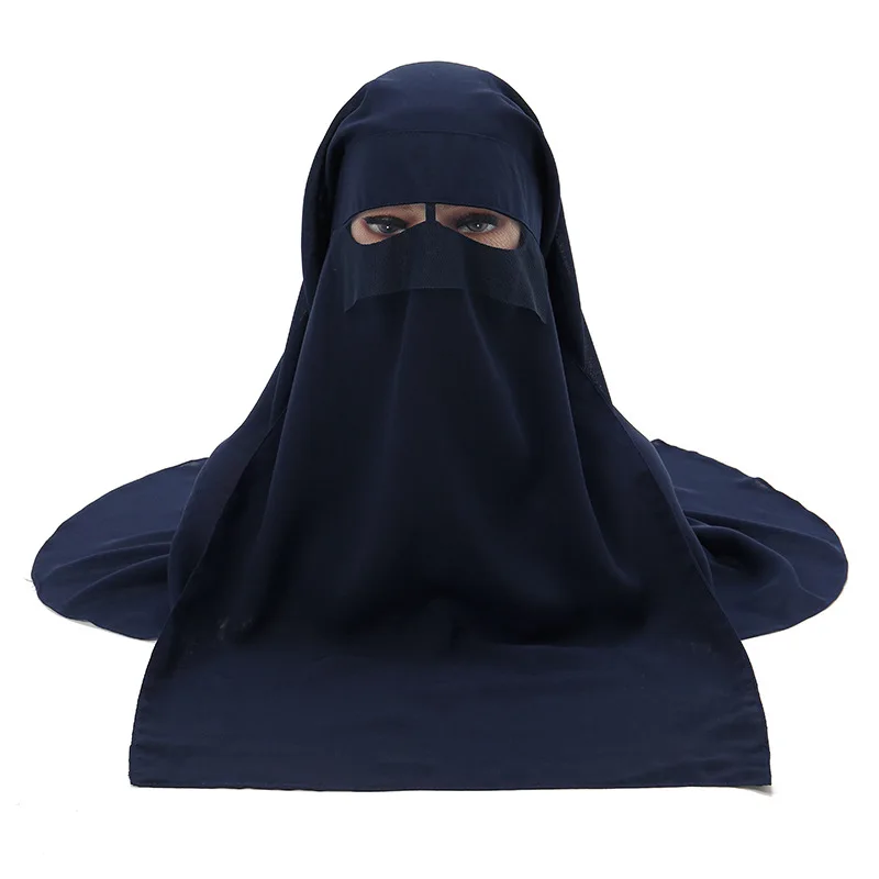 Chiffon-Tecido-Niqab-Face-Mask-Cover-tr-s-camadas-Tie-Back-mu-ulmano ...