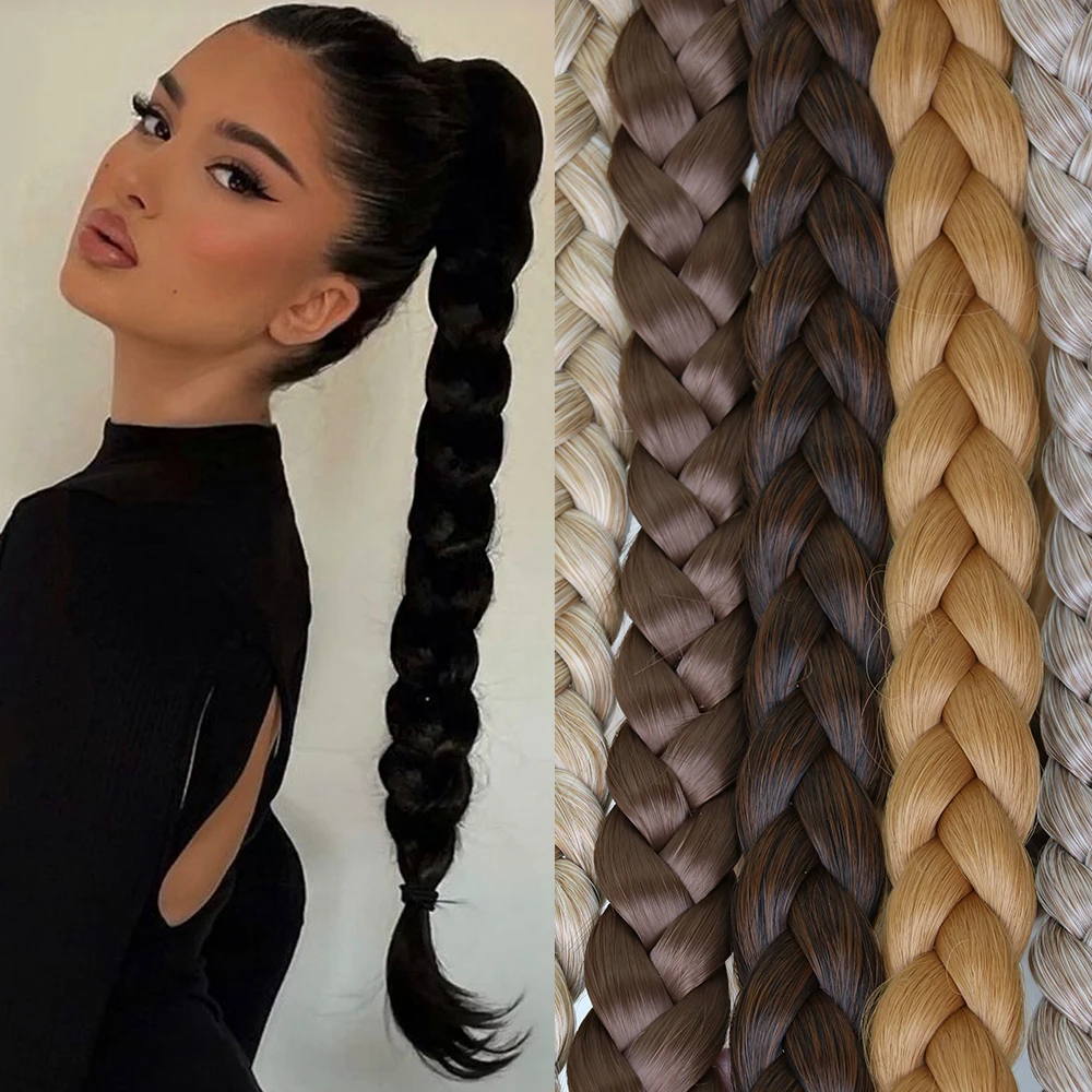 Extensiones-de-Cabello-sint-tico-de-cola-de-caballo-larga-trenzada-para ...