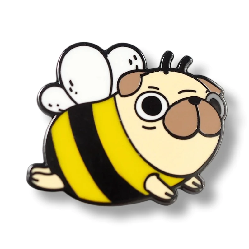 Cartoon-Funny-Pug-Bee-Pugs-Enamel-Pin-Brooch-Metal-Badges-Lapel-Pins ...