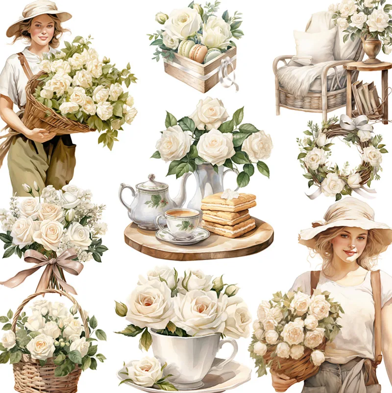 White-Rose-Stickers-Crafts-And-Scrapbooking-stickers-kids-toys-book ...