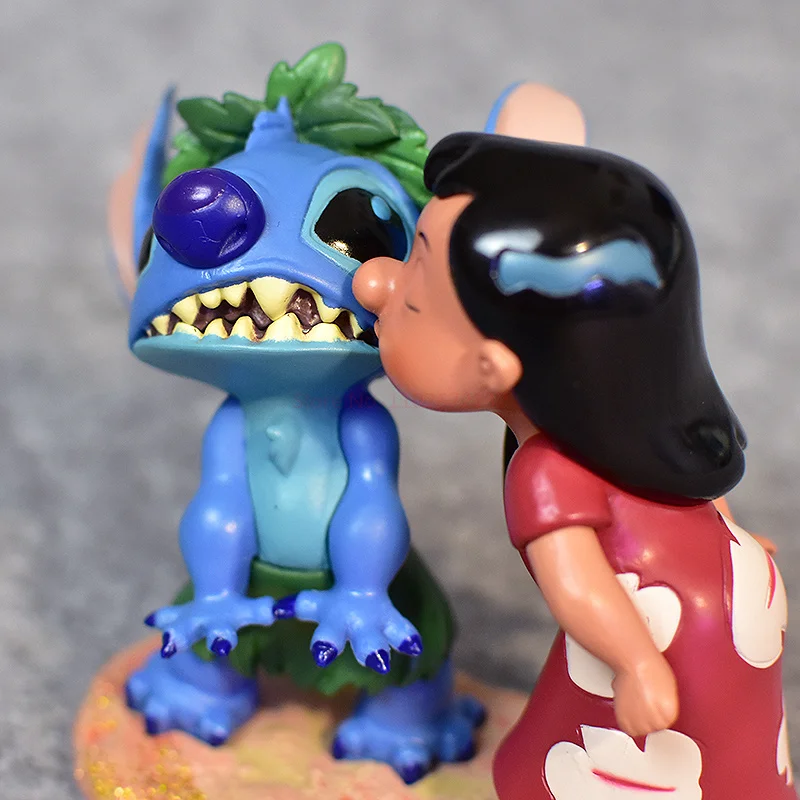 Kawaii Disney Lilo Kiss Stitch Figures Beach Series Cartoon Anime Acti ...