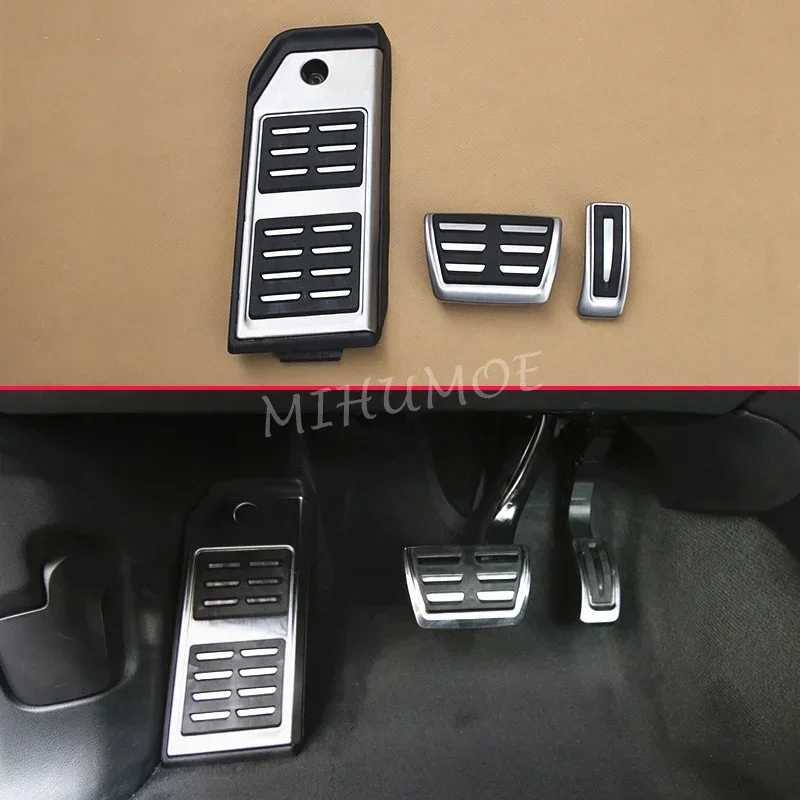 For Audi Q7 Q8 Stainless Steel Dead Foot Rest Brake Gas Pedal Pad Cover ...