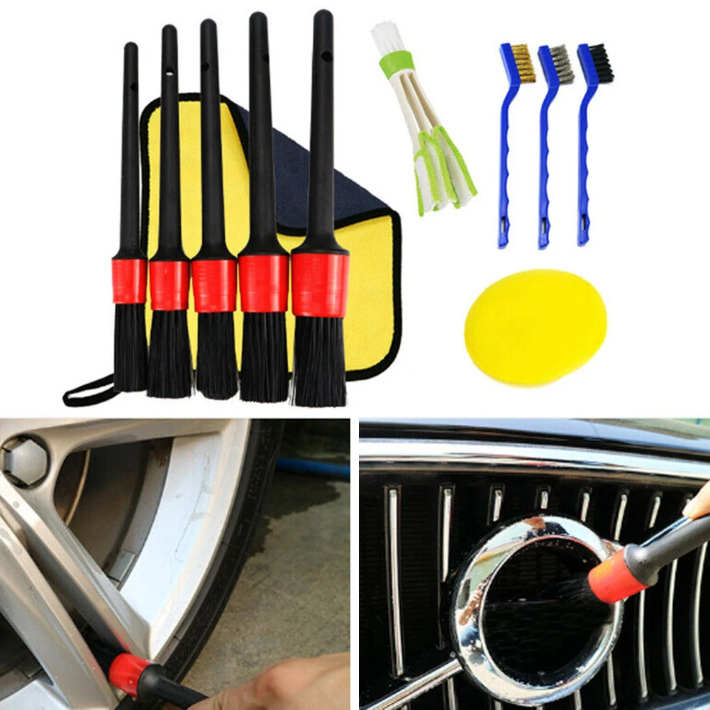 11Pcs-Car-Detailing-Brush-Kit-Boar-Hair-Interior-Wheel-Gap-Cleaning ...