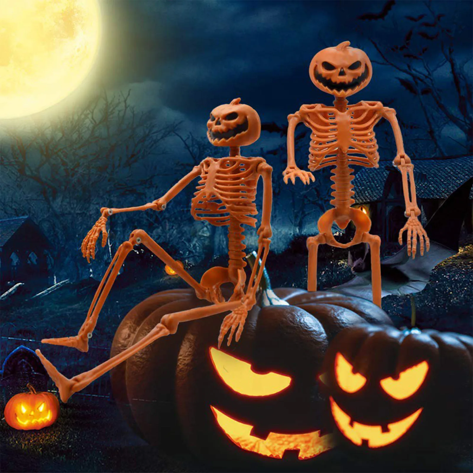 2pc Poseable Skeleton Halloween Ornaments | Gifts Flash