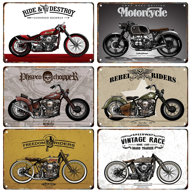 Vintage Motorcycle Metal Signage Tin Painting Billboard Poster Home ...