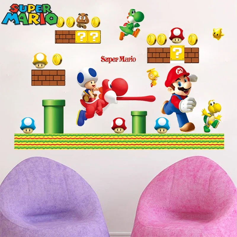 Super-Mario-Bros-Wallpaper-Anime-Luigi-Wall-Stickers-Children-Bedroom ...