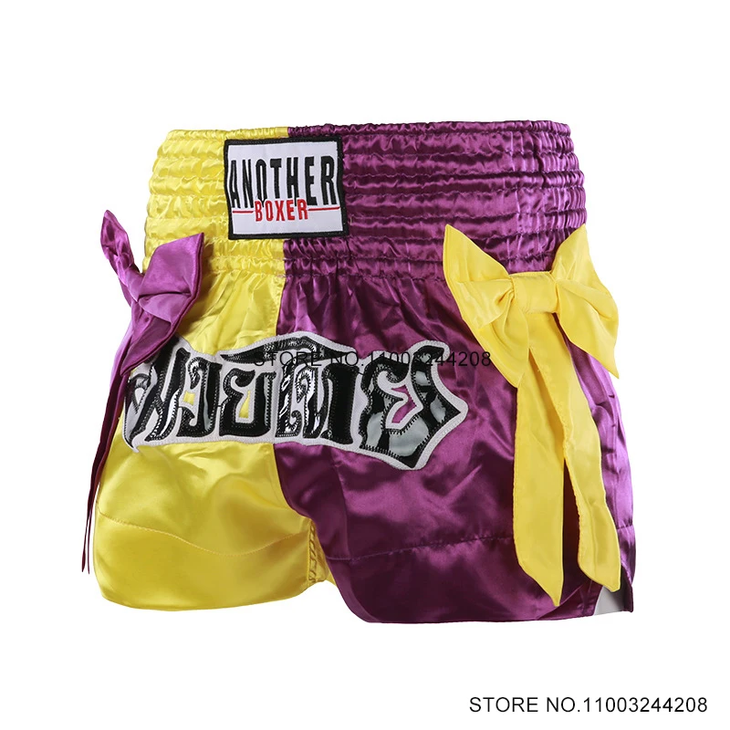 Muay-Thai-Shorts-with-Bow-Ribbons-Thailand-Boxing-Cage-Fighting ...