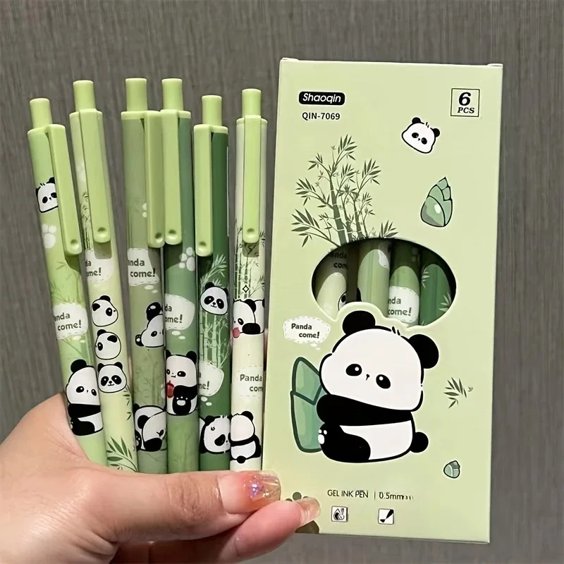 6pcs New Panda Super Cute High-value Push Neutral Pen Ins Wind Simple ...