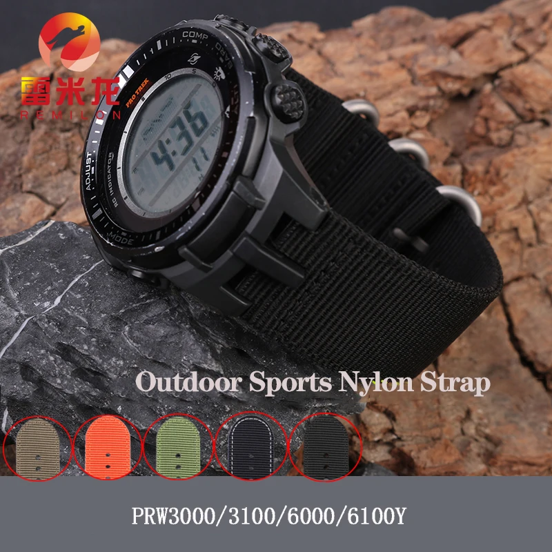 Nylon Canvas Strap for Casio PROTREK Modified Watchband PRW3000/3100 ...