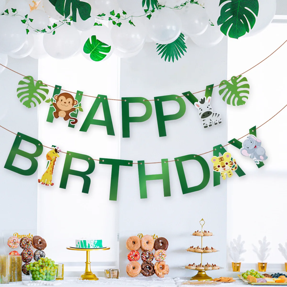 Forest Animal Birthday Banner Jungle Safari Kids One 1st Birthday ...