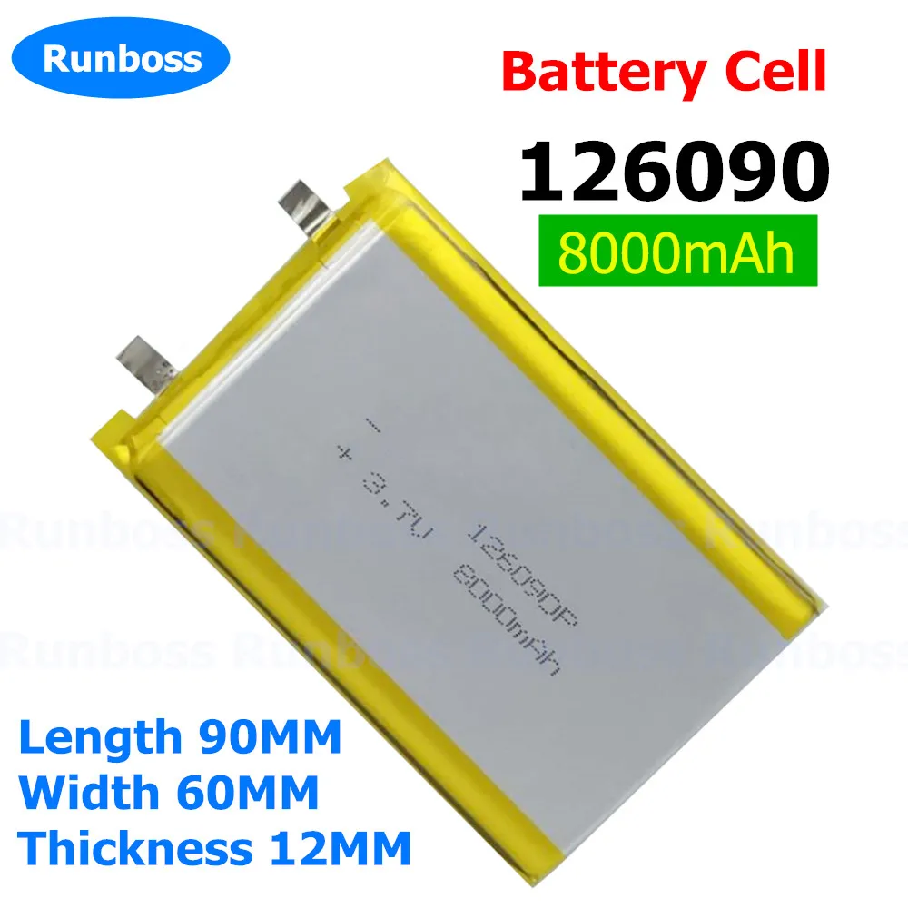 1-10PCS-3-7V-8000mAh-126090-Rechargeable-Polymer-Lithium-Battery-For ...