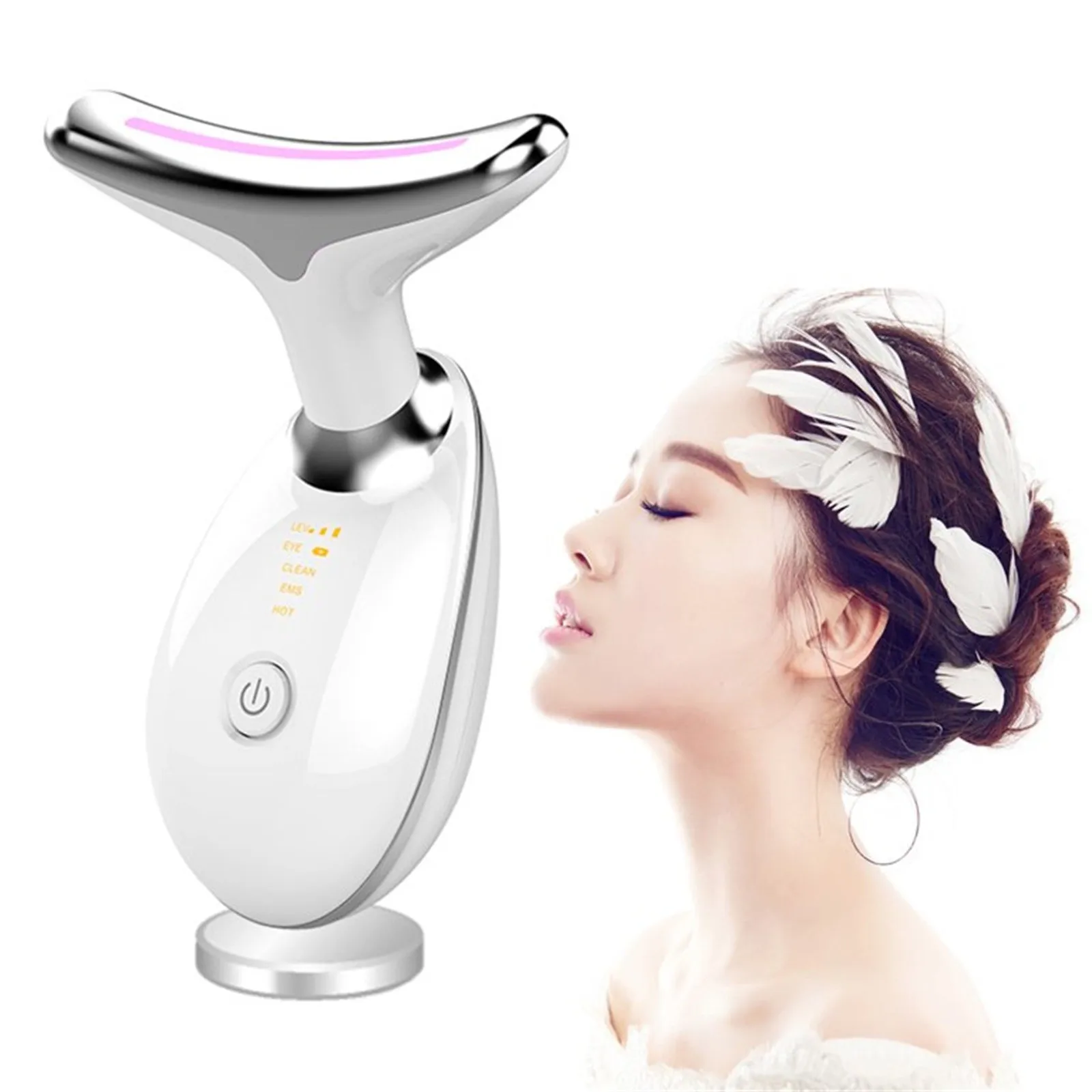 Neck-And-Face-Massager-Facial-Lift-Three-Light-Modes-Electric-Skin ...