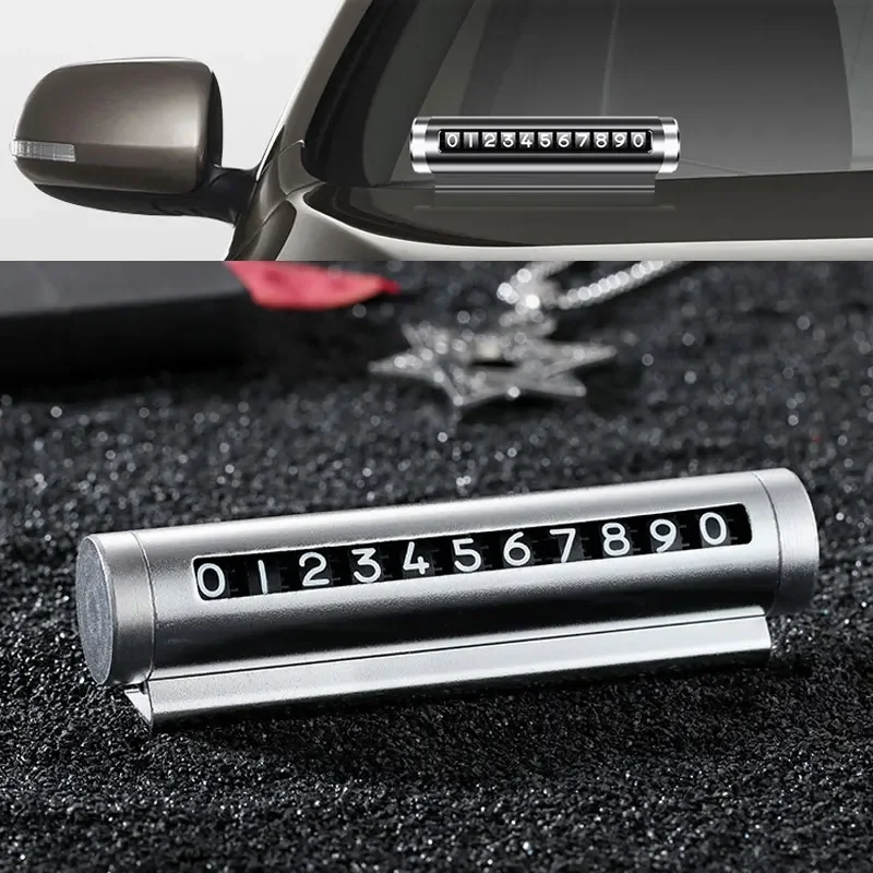 Metal-Car-Temporary-Parking-Card-Universal-Rotate-Phone-Number-Plate ...