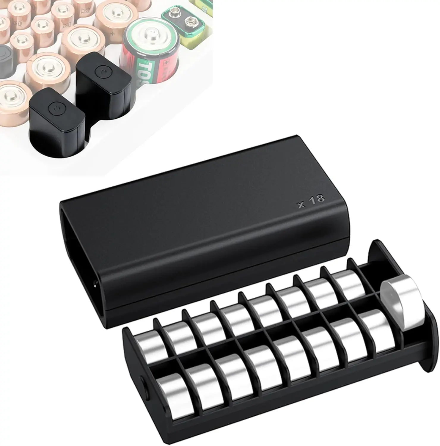 Pull-Out Design LR44 Button Round Battery Storage Coin Battery Case for ...
