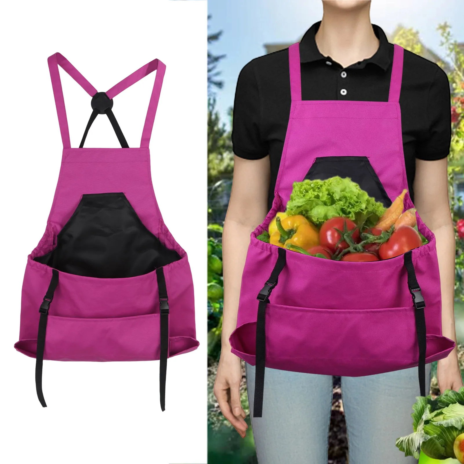 Gardening-Apron-with-Large-Pocket-Waterproof-Oxford-Cloth-Deep-Kangaroo-Pouch-Fruit-Picking-Bag ...