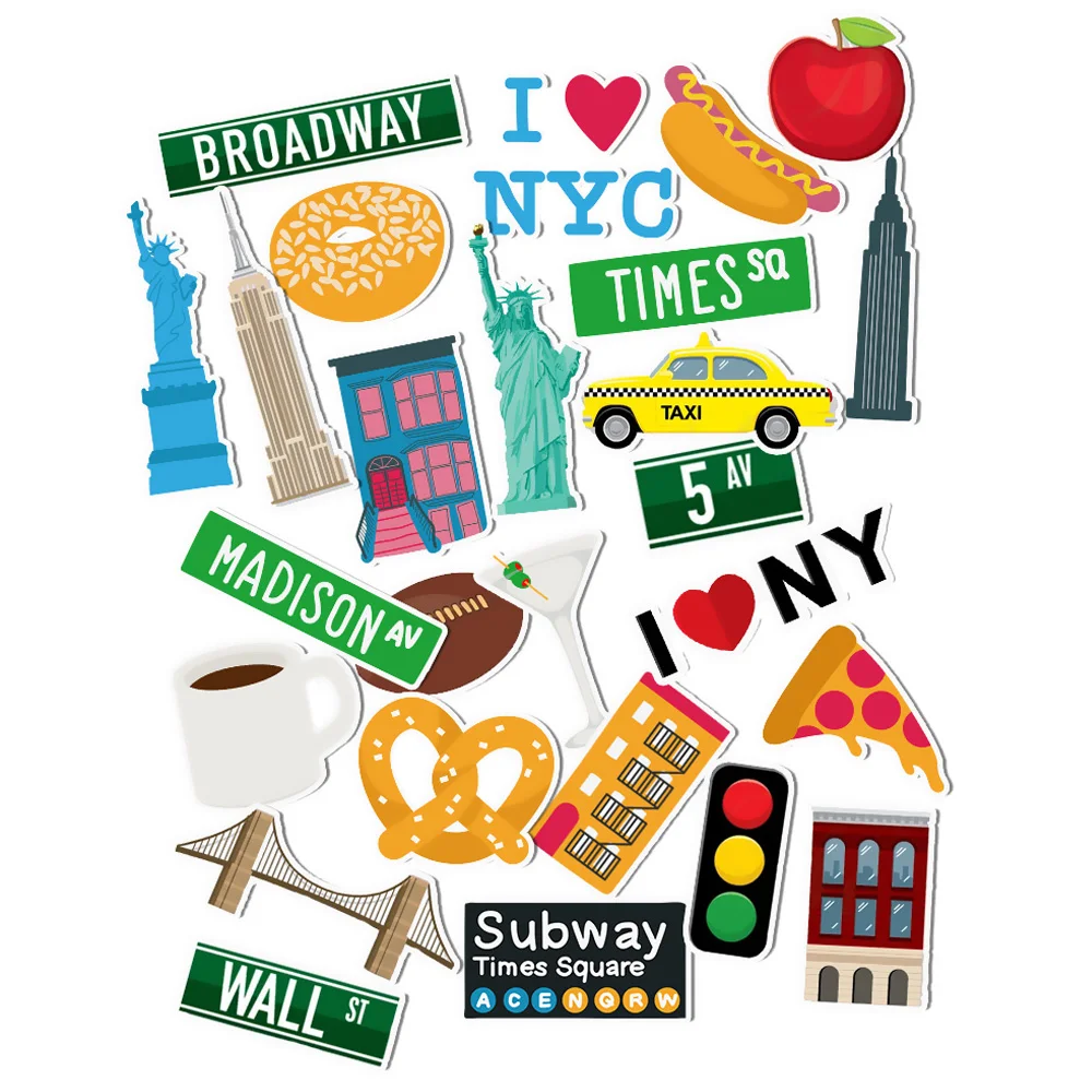 30PCS-New-York-Travel-Stickers-Set-for-Stationery-Journals-Notebooks ...