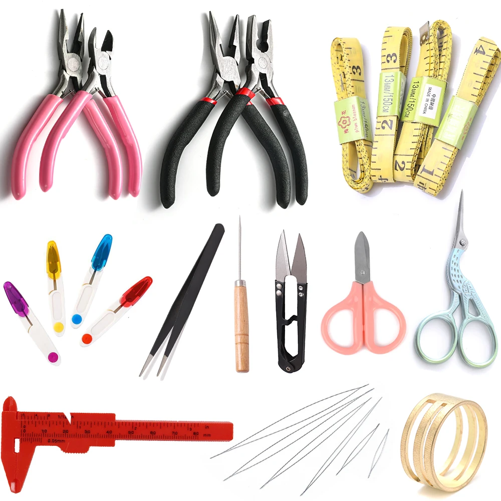 Diy-Tool-Sets-Accessories-With-Pliers-Beading-Needle-Scissors-Vernier ...