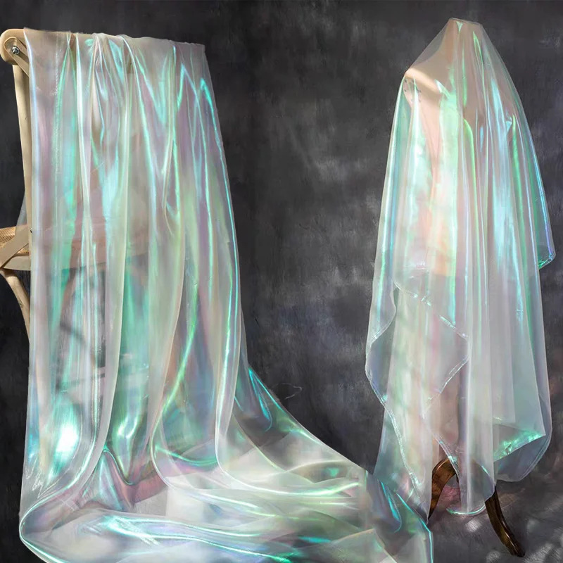 150x91 cm Designer Fluorescent Fabric Shining Laser Gauze DIY Gauze ...