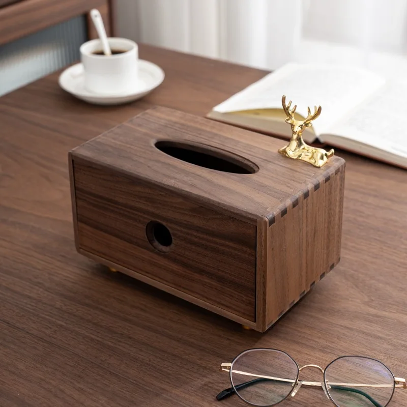 Light-luxury-retro-wood-solid-wood-home-desktop-paper-storage-box ...