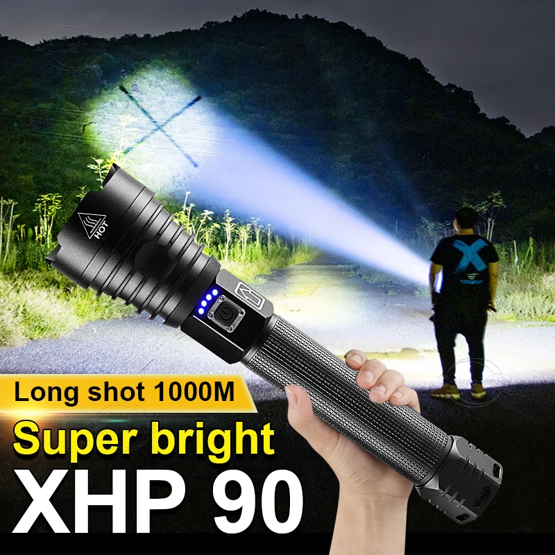XHP90-Most-Powerful-LED-Flashlight-18650-26650-Usb-Rechargeable-High ...