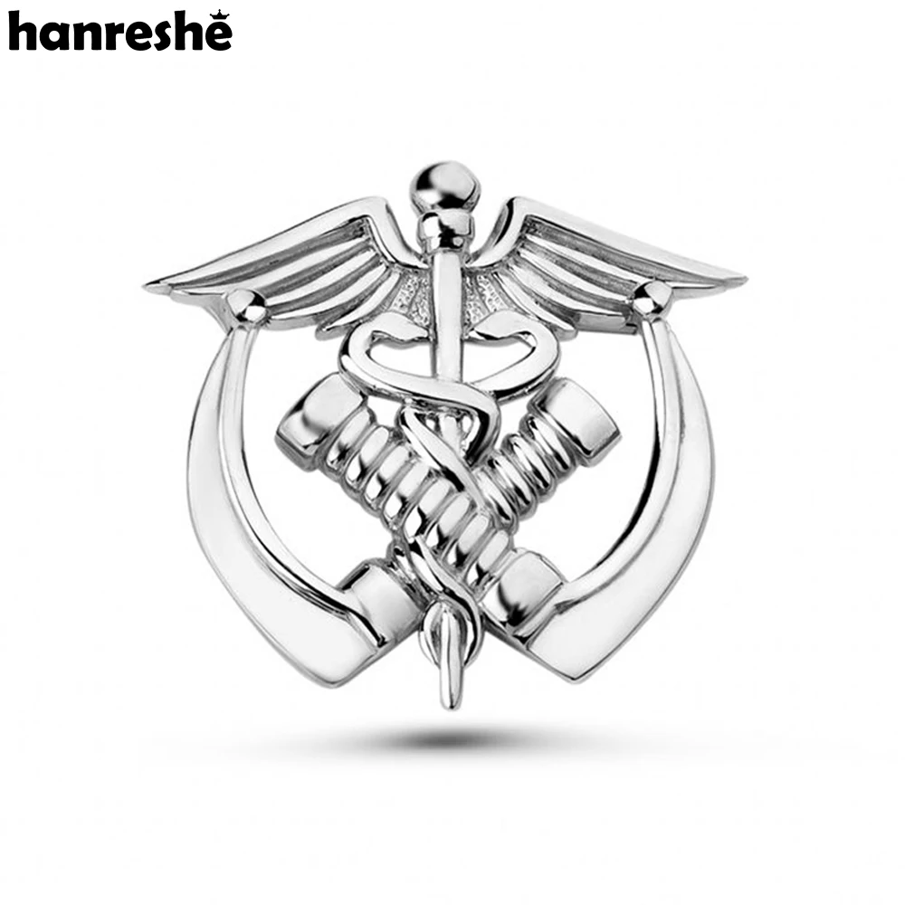 Hanreshe-Caduceus-Laryngoscope-Medical-Brooch-Pins-Silver-Color ...