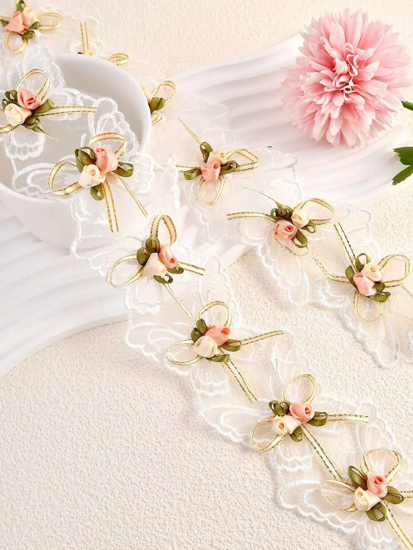 Lace-Flower-Ribbon-Is-Used-for-Packaging-Household-Items-Such-as-Vases ...