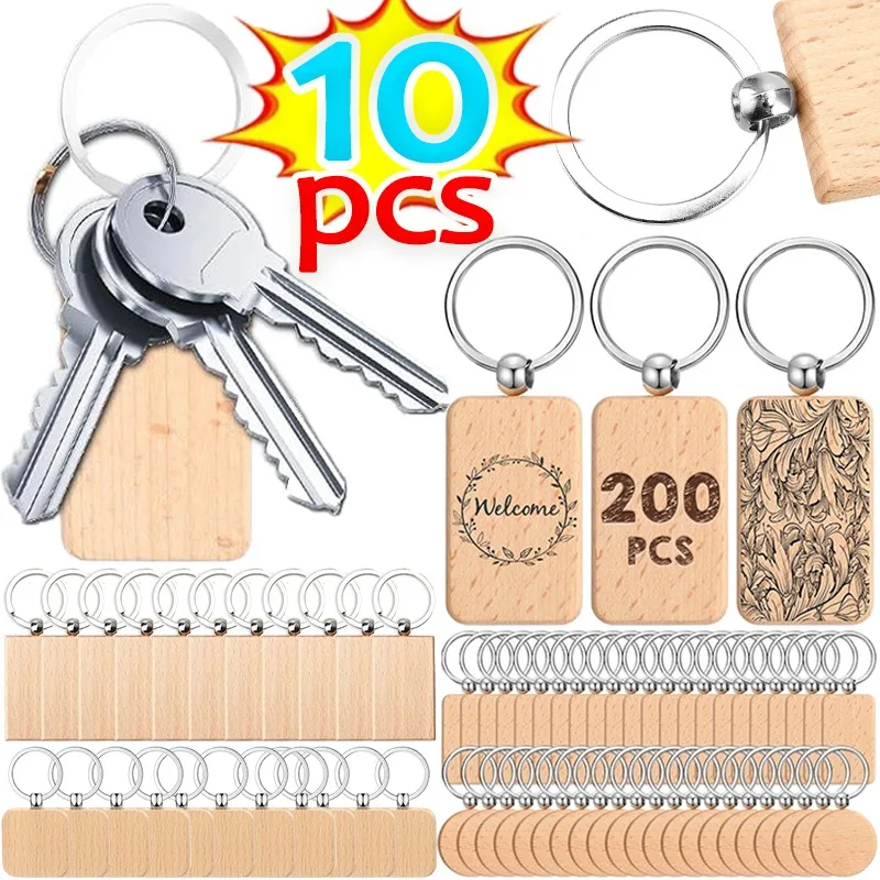 DIY-Free-Creation-Keychain-Blank-Wooden-Key-Ring-Simple-Wood-Tags ...