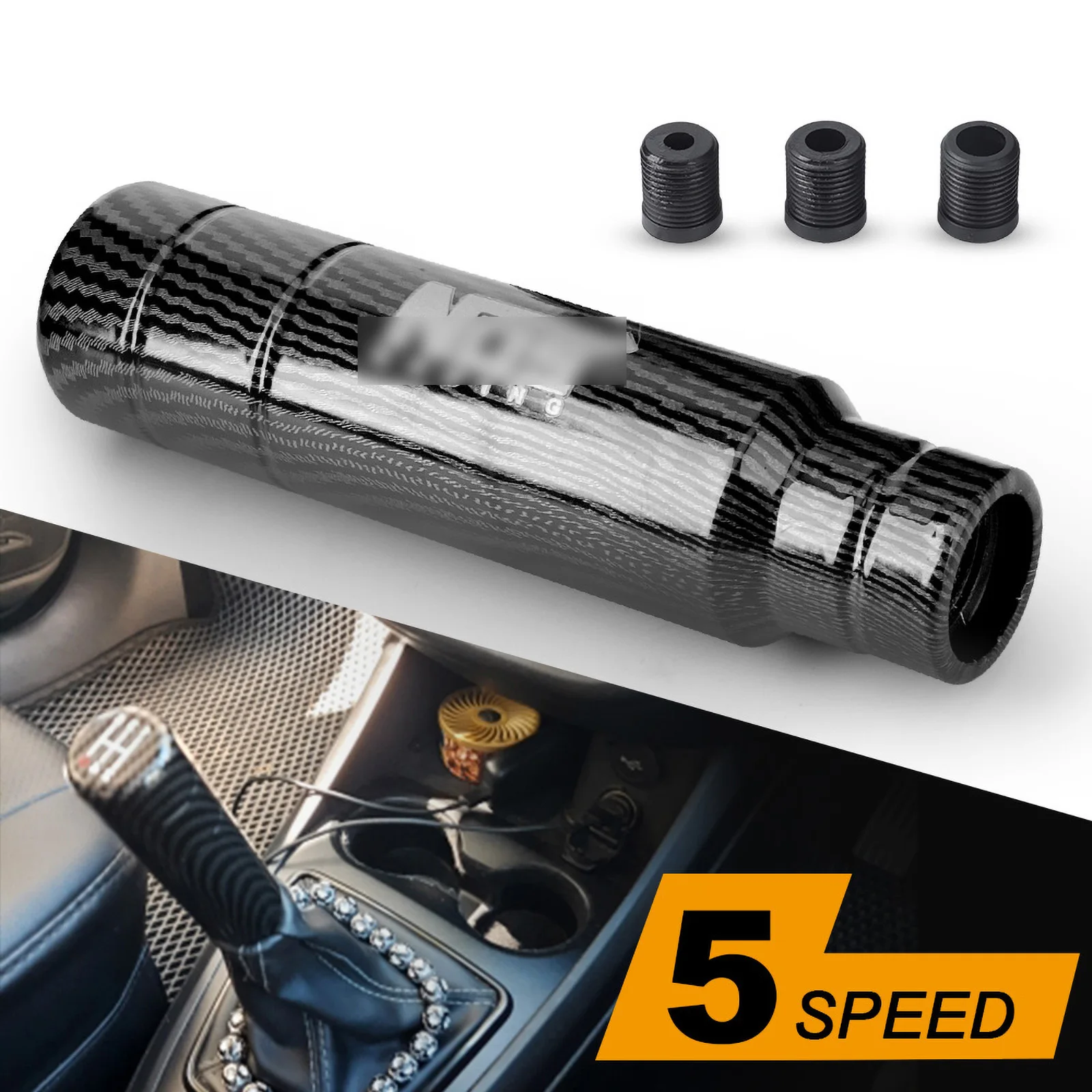 5-Speed-Shift-Knob-Carbon-Fiber-Style-13CM-Universal-Shape-Manual ...