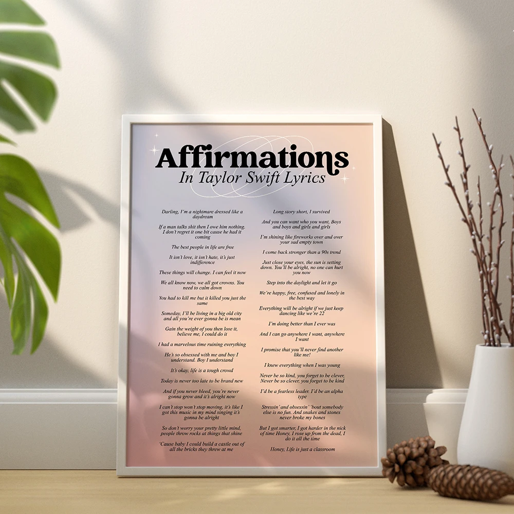 Affirmations-in-Taylor-Swift-Posters-and-Prints-Lyrics-Gradient-Canvas ...