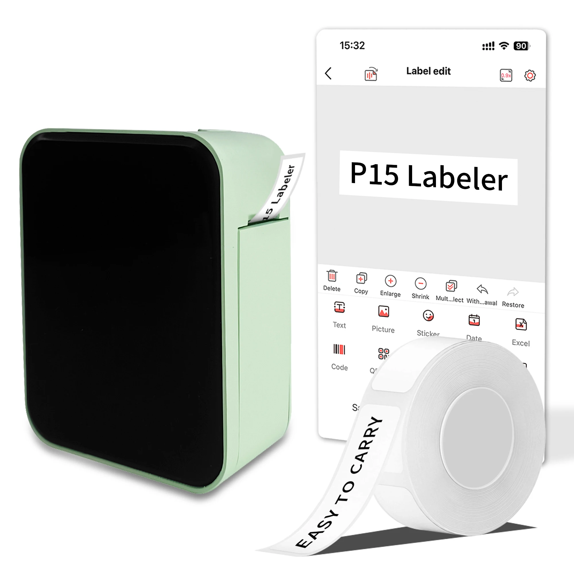 Thermal-Label-Printer-P15-Adhesive-Label-Stickers-Bluetooth-Thermal ...