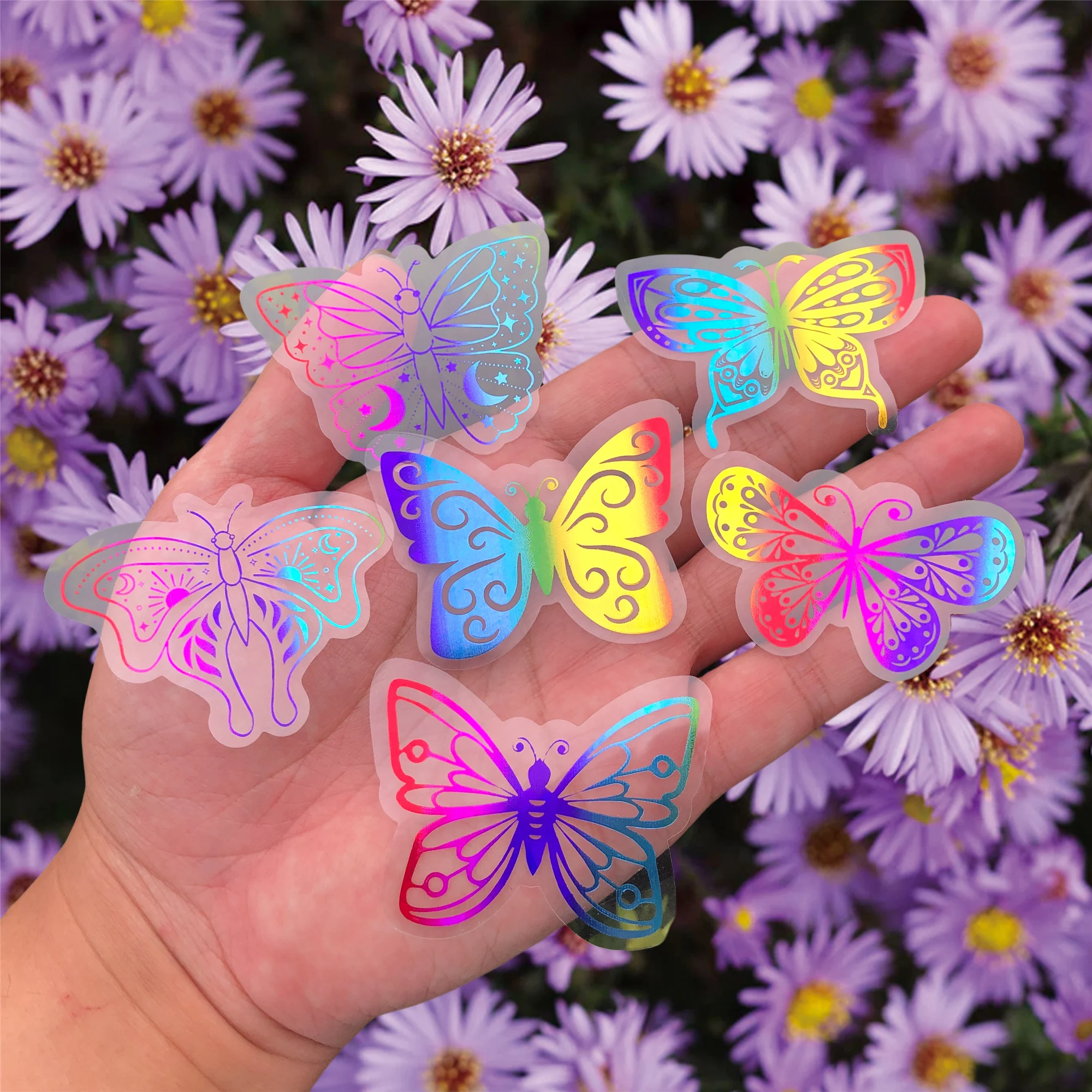 100 Pack Colorful Butterfly Stickers - Transparent Waterproof Adhesive ...