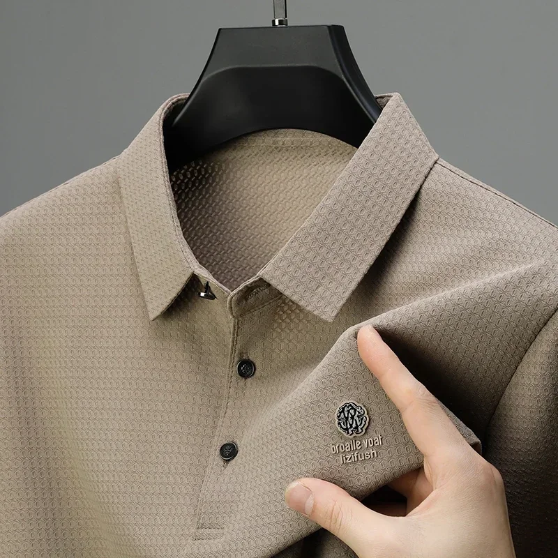 Camisa-polo-de-manga-curta-de-seda-masculina-high-end-vers-til-moda ...