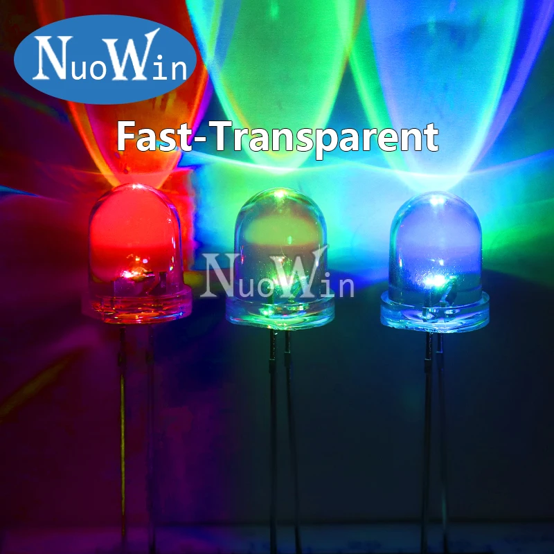10pcs F8 8mm Fast / Slow RGB Flash Red Green Blue Rainbow Multi Color ...