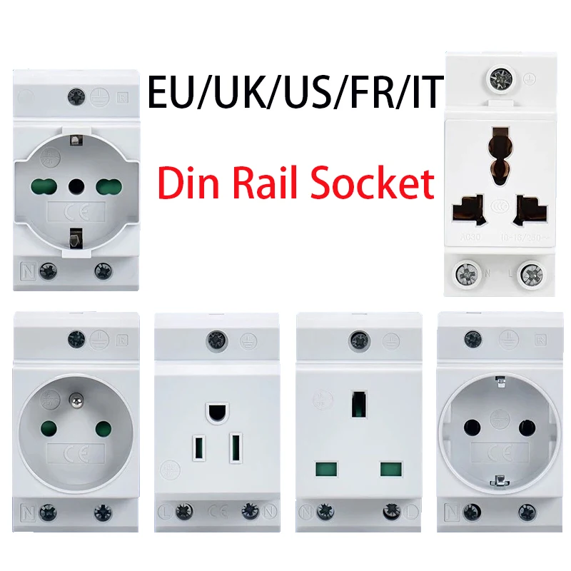 UK-US-EU-FR-IT-Standard-Modular-Din-Rail-Socket-16A-25A-250V-Industrial ...