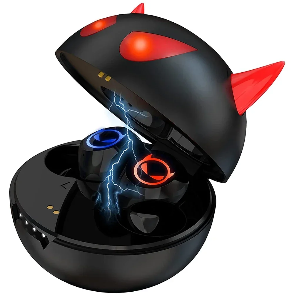 Wireless-Earbuds-Bluetooth-5-0-Headphones-Touch-Control-Cartoon-Little-Devil-Earphones-Noise ...